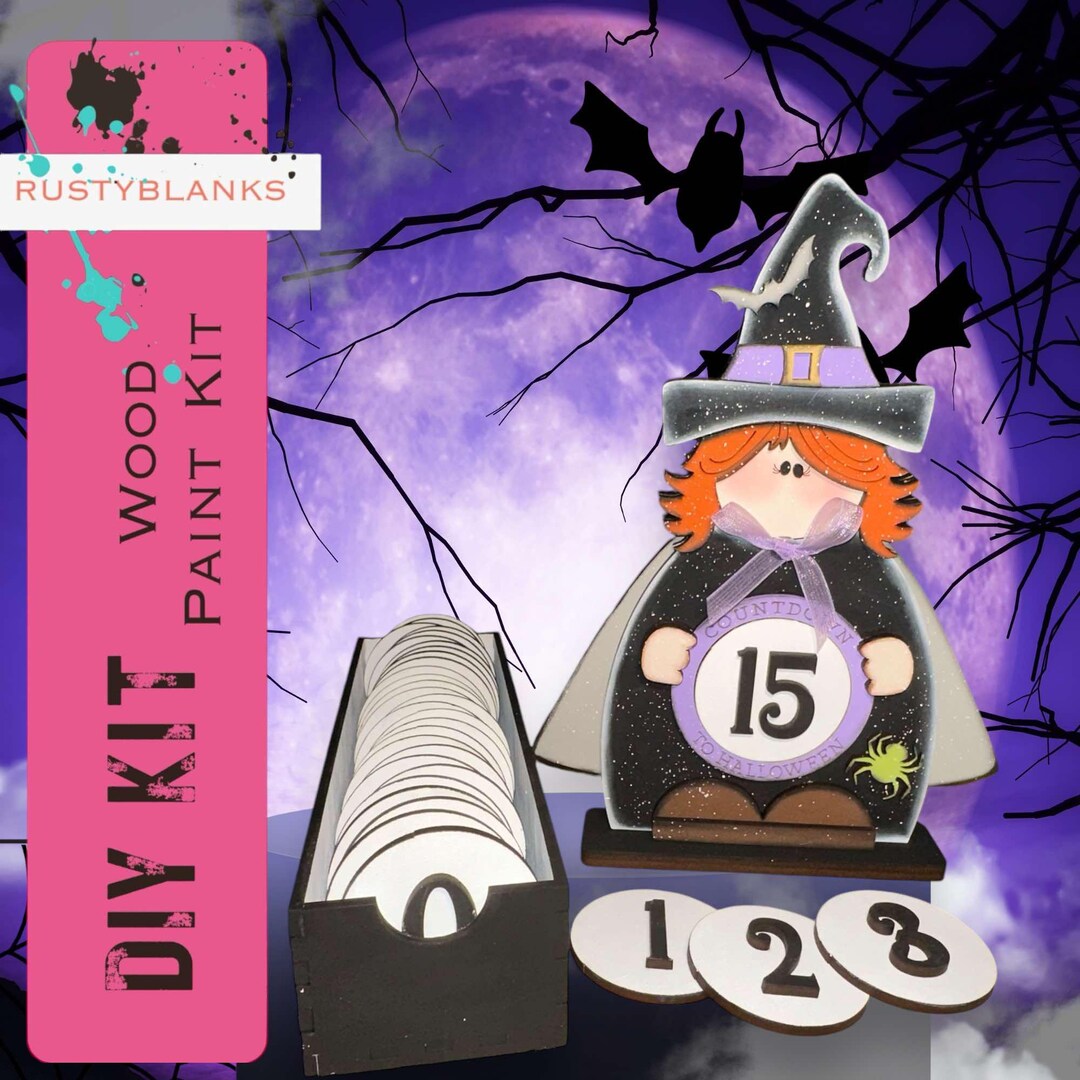 DIY Unpainted Witch Countdown With Storage Box – Halloween Countdown ...