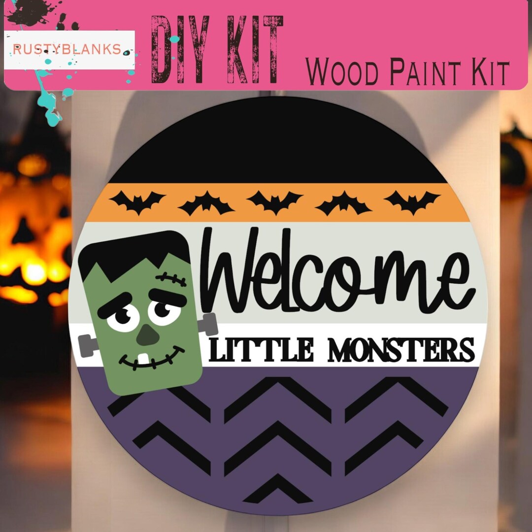 DIY Welcome Little Monsters Door Hanger Kit – 18" Round Halloween Craft ...