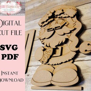 Standing Christmas Santa SVG Laser File Cutfile Glowforge Santa Shelf ...