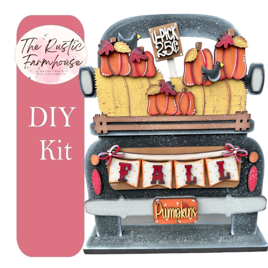 Interchangeable Farmhouse Fall Hay Bale Truck Insert, Seasonal Truck ...