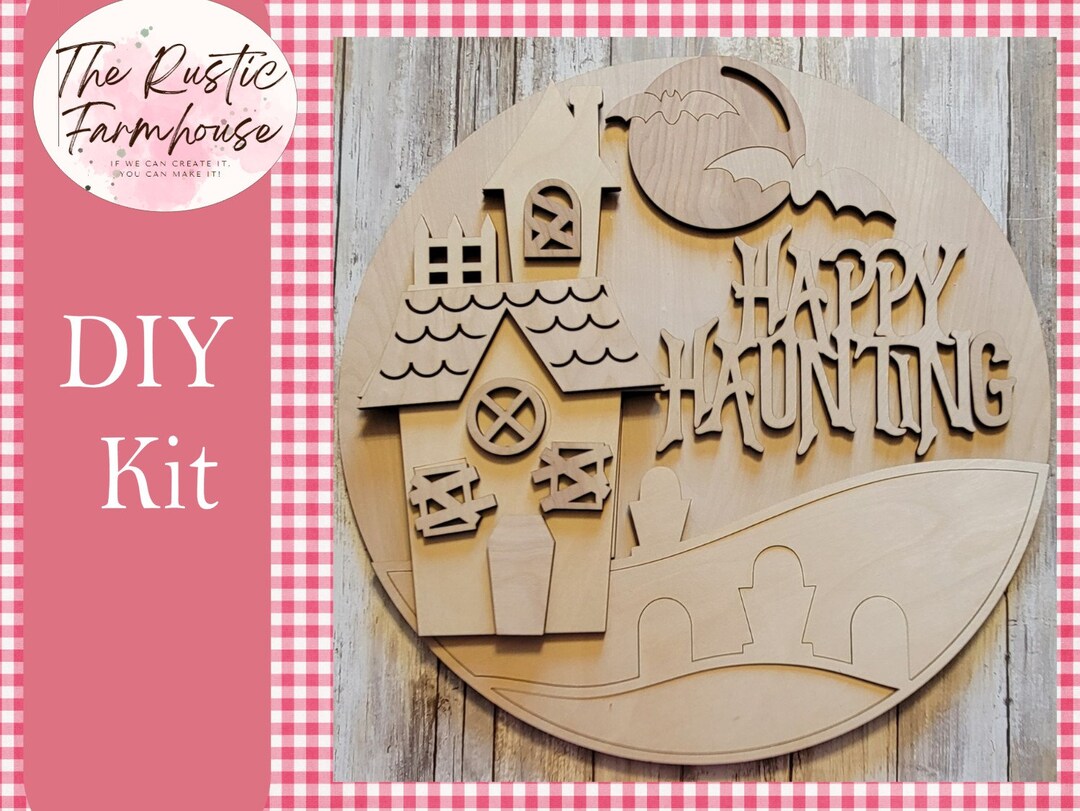 DIY Happy Haunting Door Sign, Happy Haunting Door Hanger, Happy ...