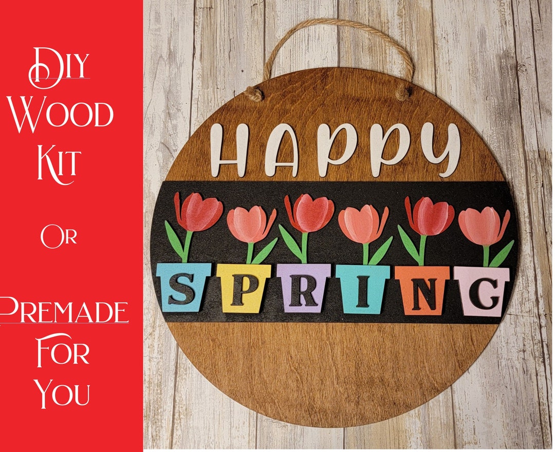 Happy Spring Door Hanger DIY - Etsy