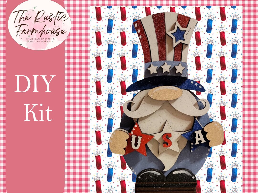 Patriotic Gnome Standing Uncle Sam Gnome 4th of July Shelf Sitter USA ...
