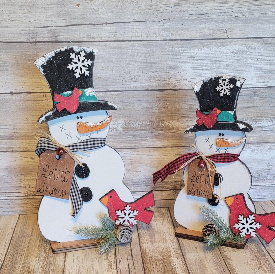 Standing Snowmen With Birds Christmas Decor - Etsy