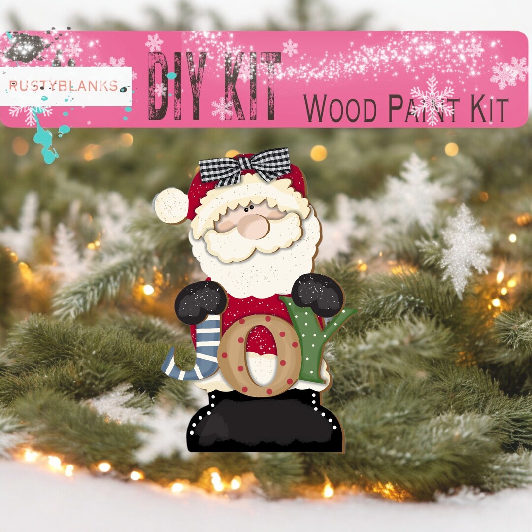 Joy Santa Ornament, Kids Craft Kit, DIY Wood Blanks - Etsy