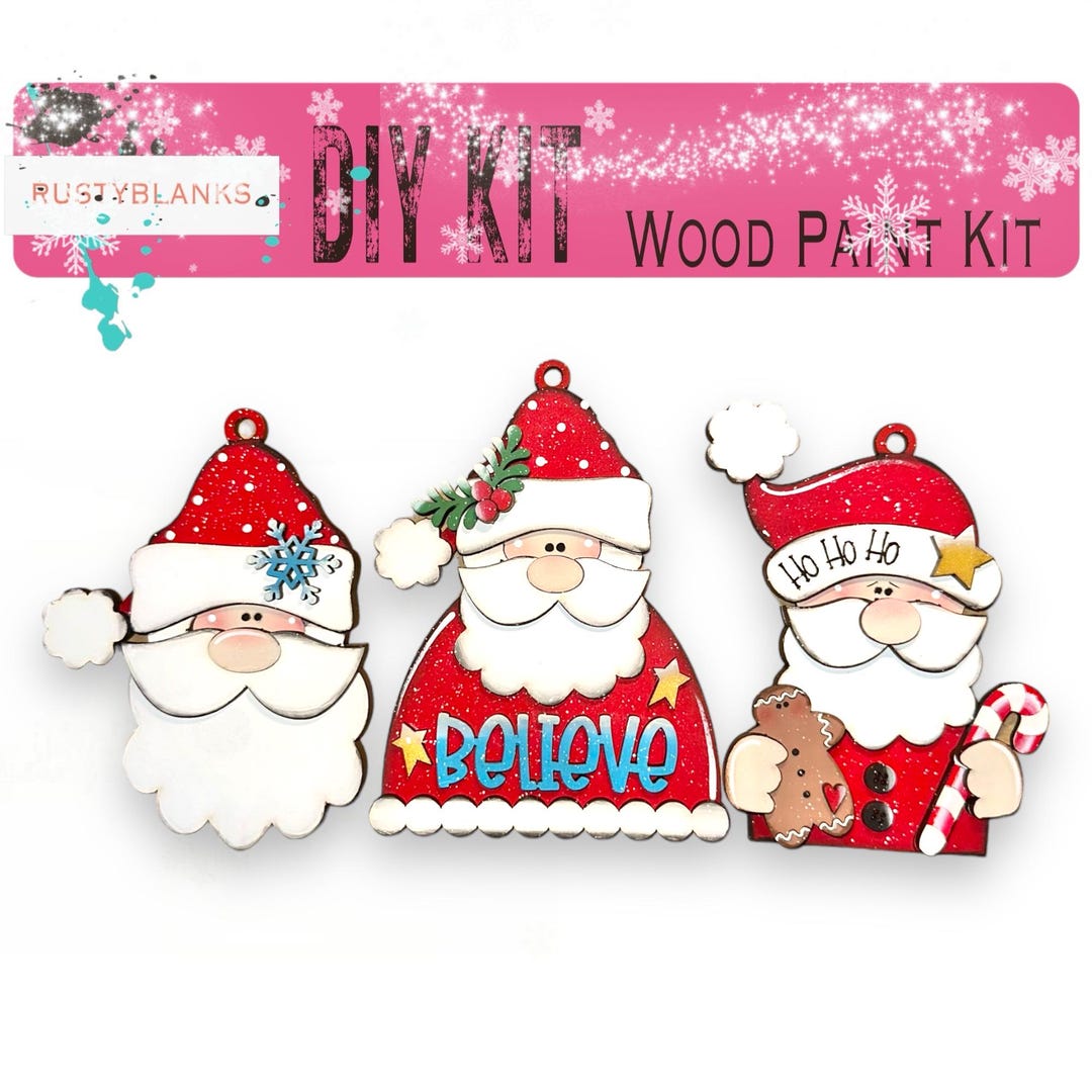 Santa Christmas Ornaments Decor DIY Kit Set of 3 - Etsy