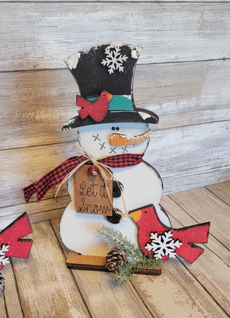 Standing Snowmen With Birds Christmas Decor - Etsy