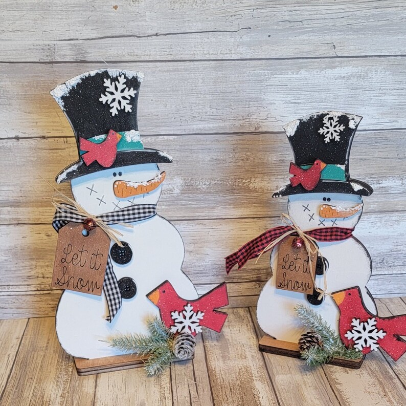 Standing Snowmen With Birds Christmas Decor - Etsy