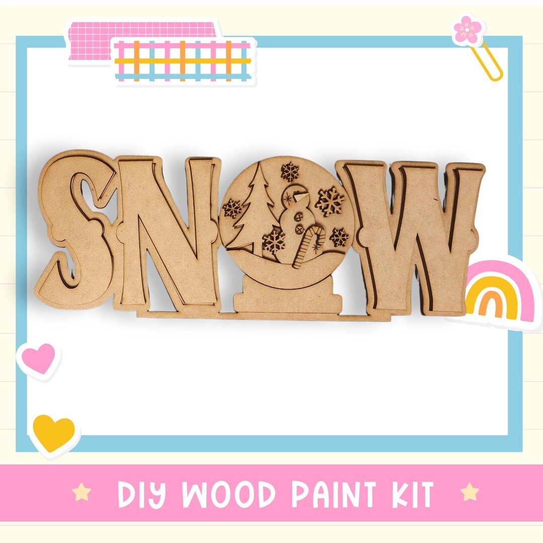 DIY SNOW Word Sign With Snow Globe – Winter Wood Craft Kit - Etsy