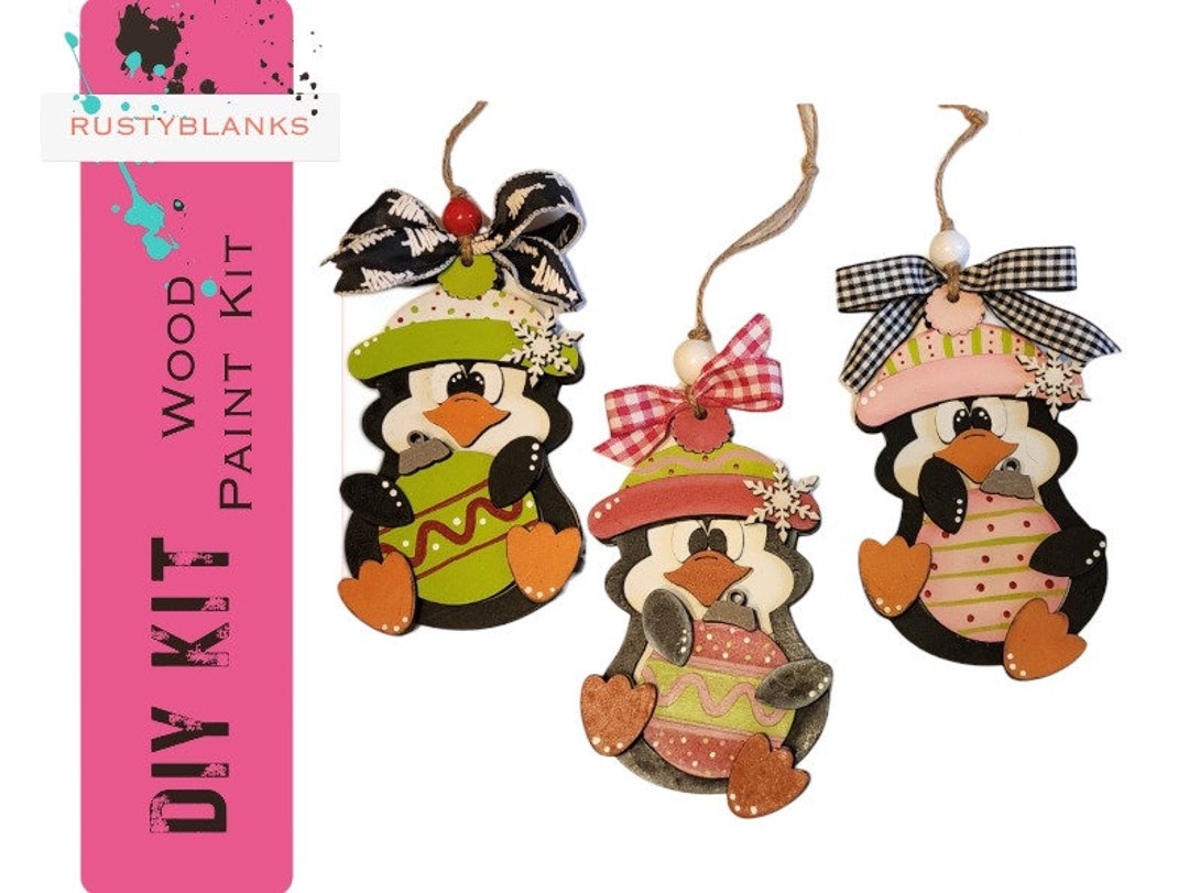 Christmas Penguin Ornaments or Tags - Set of Four - Etsy
