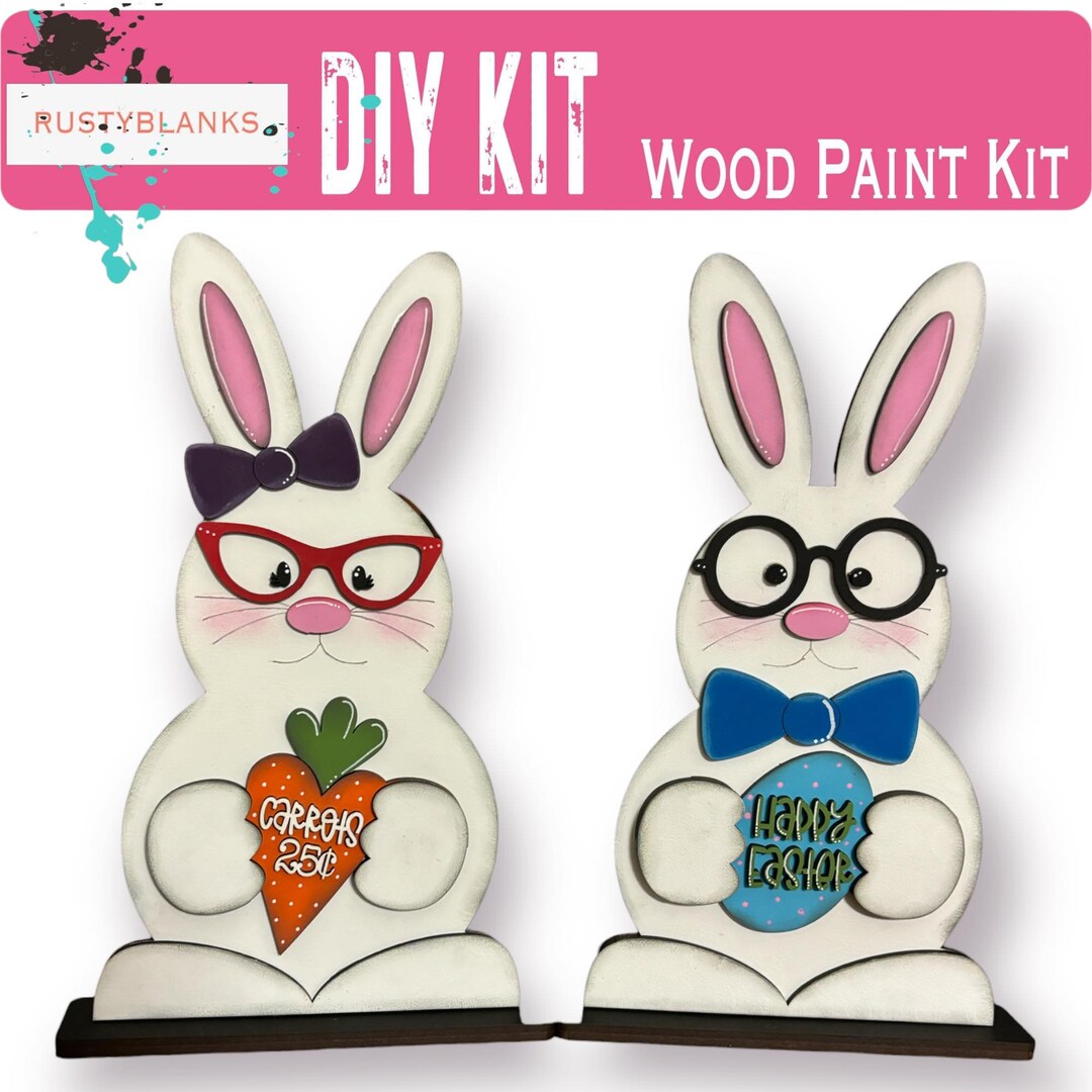 Standing Nerdy Bunny Couple Set Diy Kit for the Mantle or Tabletop - Etsy