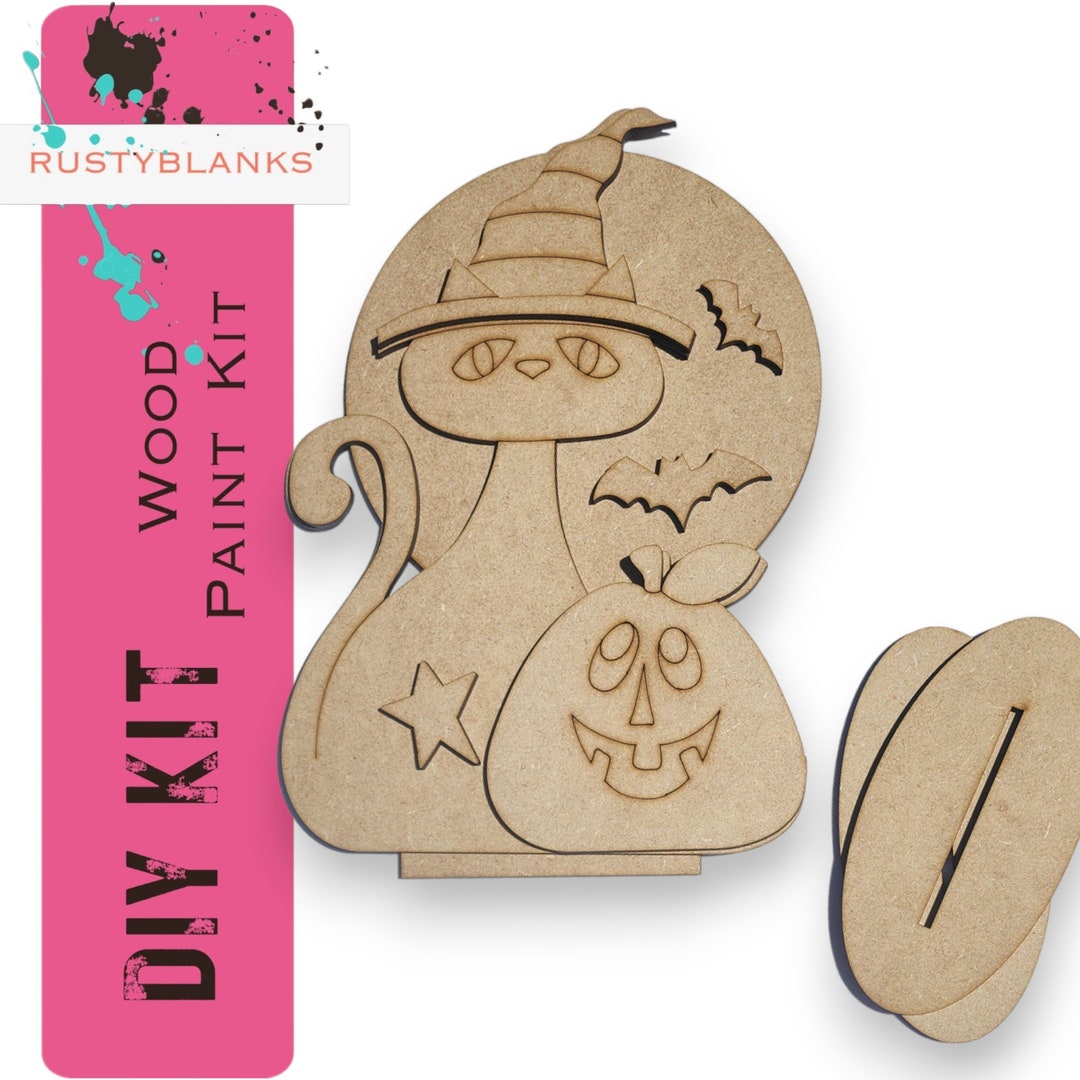 Halloween Shelf Sitter, Black Cat With Spooky Pumpkin, Fall Mantle ...