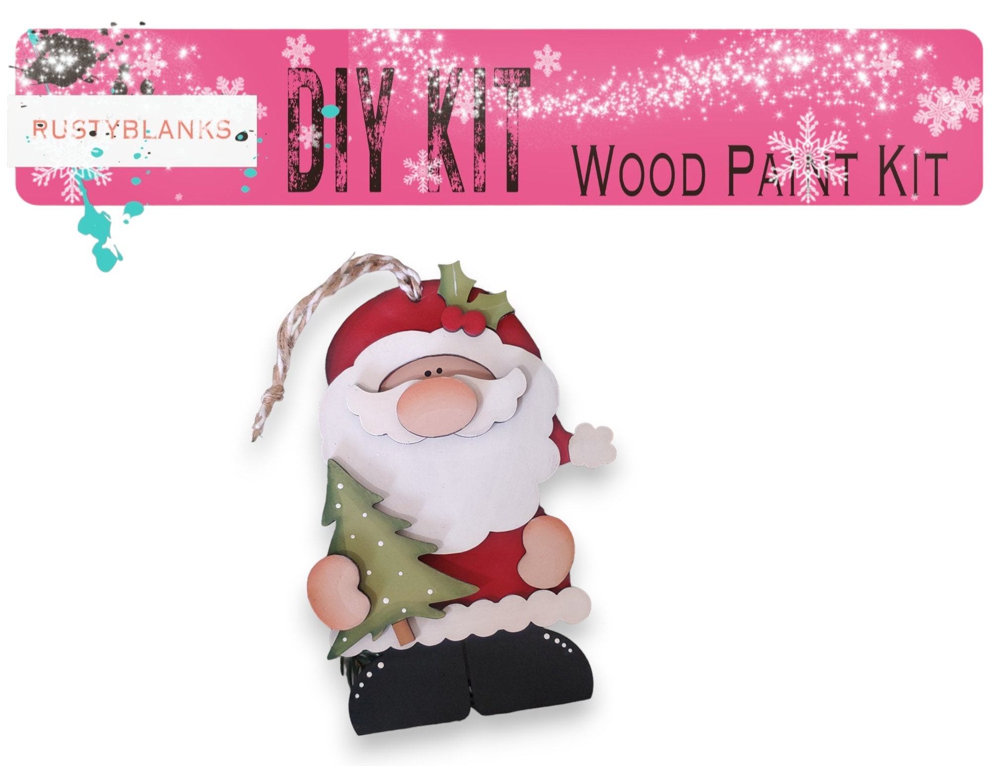 Christmas Tree Santa Ornament, Kids Craft Kit, DIY Wood Blanks - Etsy