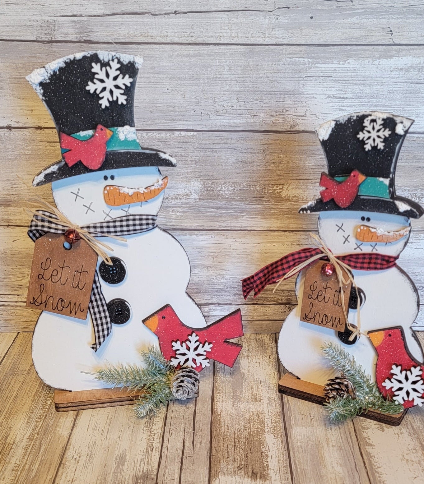 Standing Snowmen With Birds Christmas Decor - Etsy