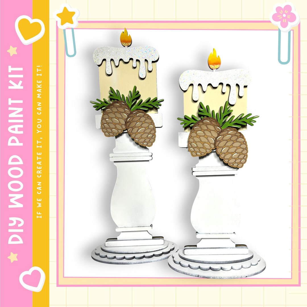 DIY Interchangeable Spindle Candle Add-ons – Bow, Holly, and Candle - Etsy