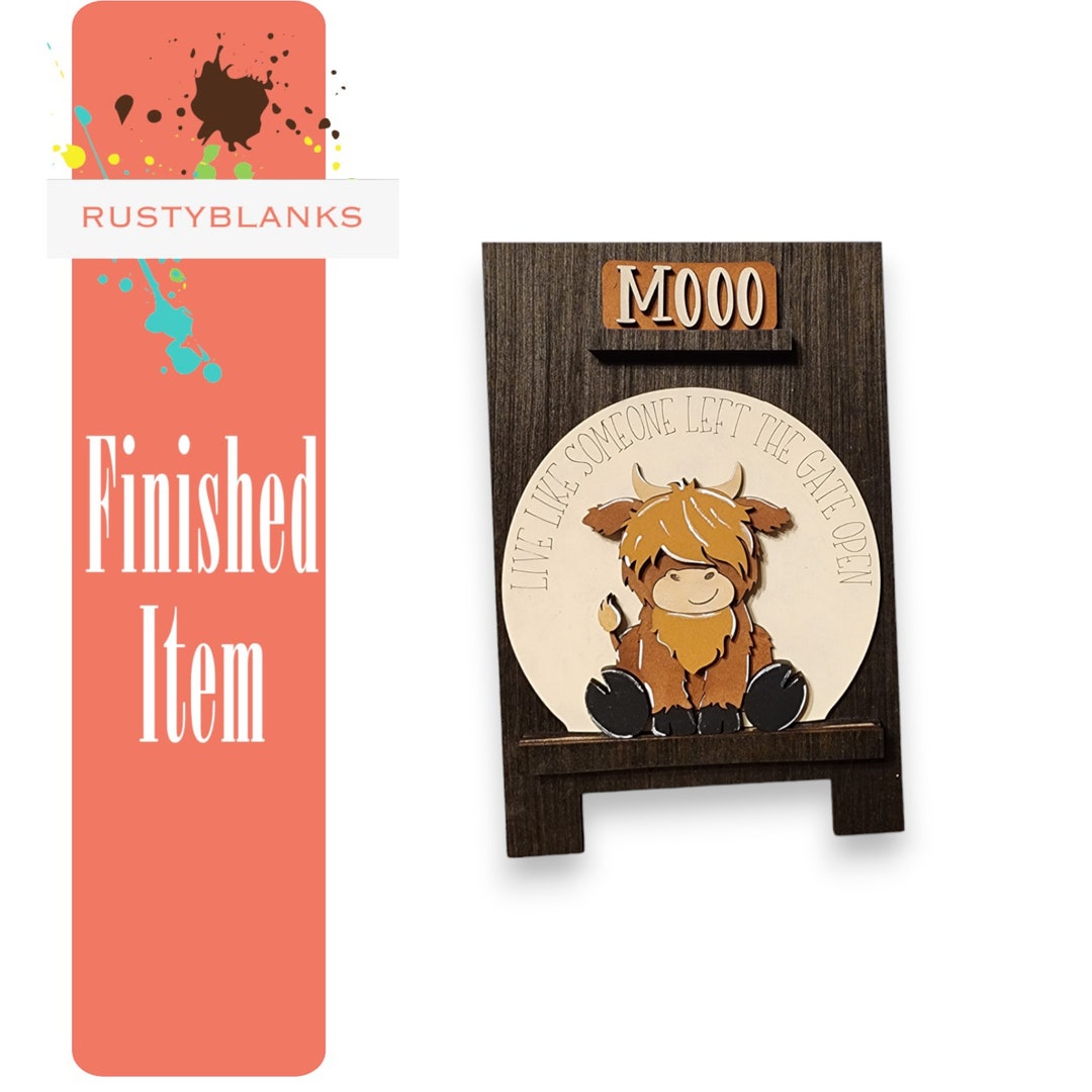 Interchangeable Premade Easel and Highland Cow Insert Set - Etsy
