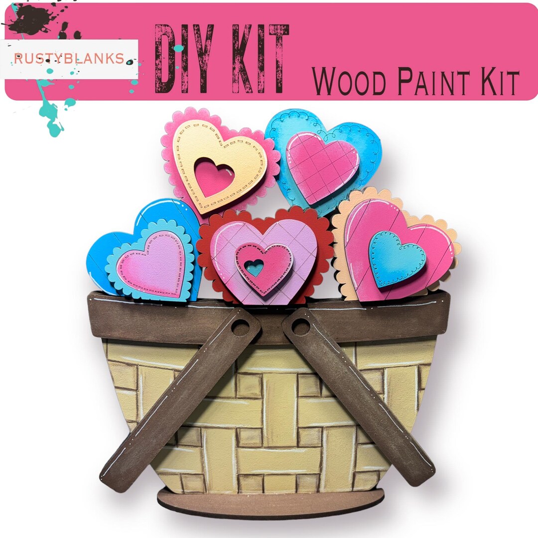 Valentine Heart Basket Inserts: Wood Blank DIY Painting Kit - Etsy