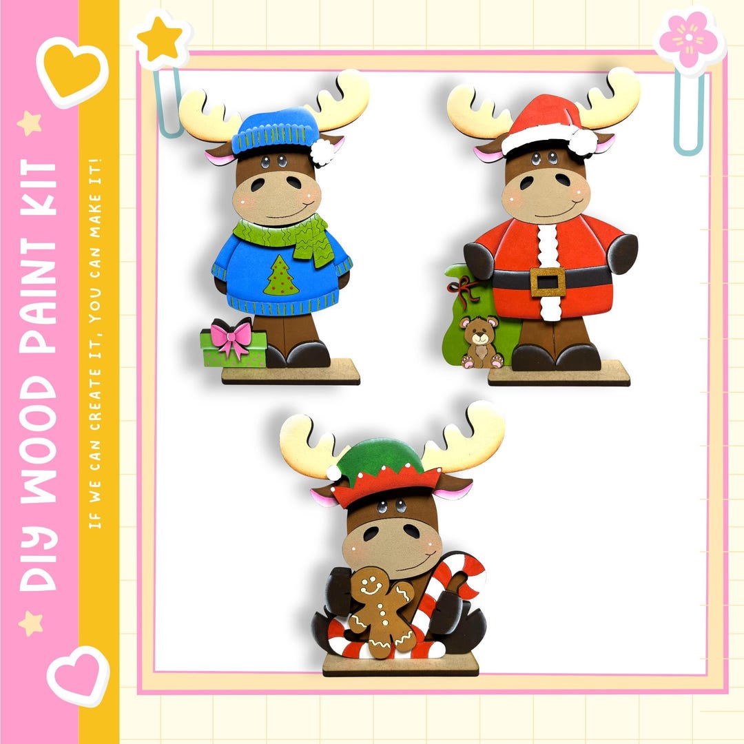DIY Christmas Moose Wood Craft Kit: Holiday Painting Project - Etsy
