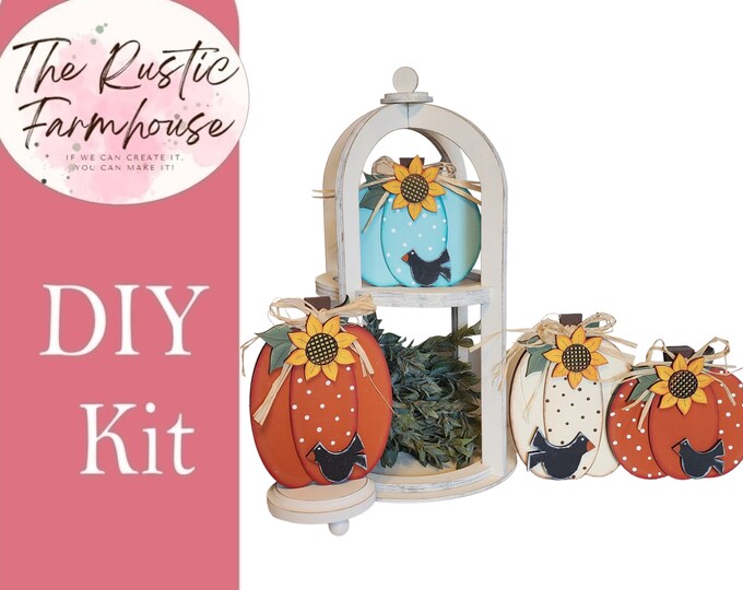 Fall Pumpkin Shelf Sitter Wood Blank Diy Fall Tiered Tray Blank Decor ...