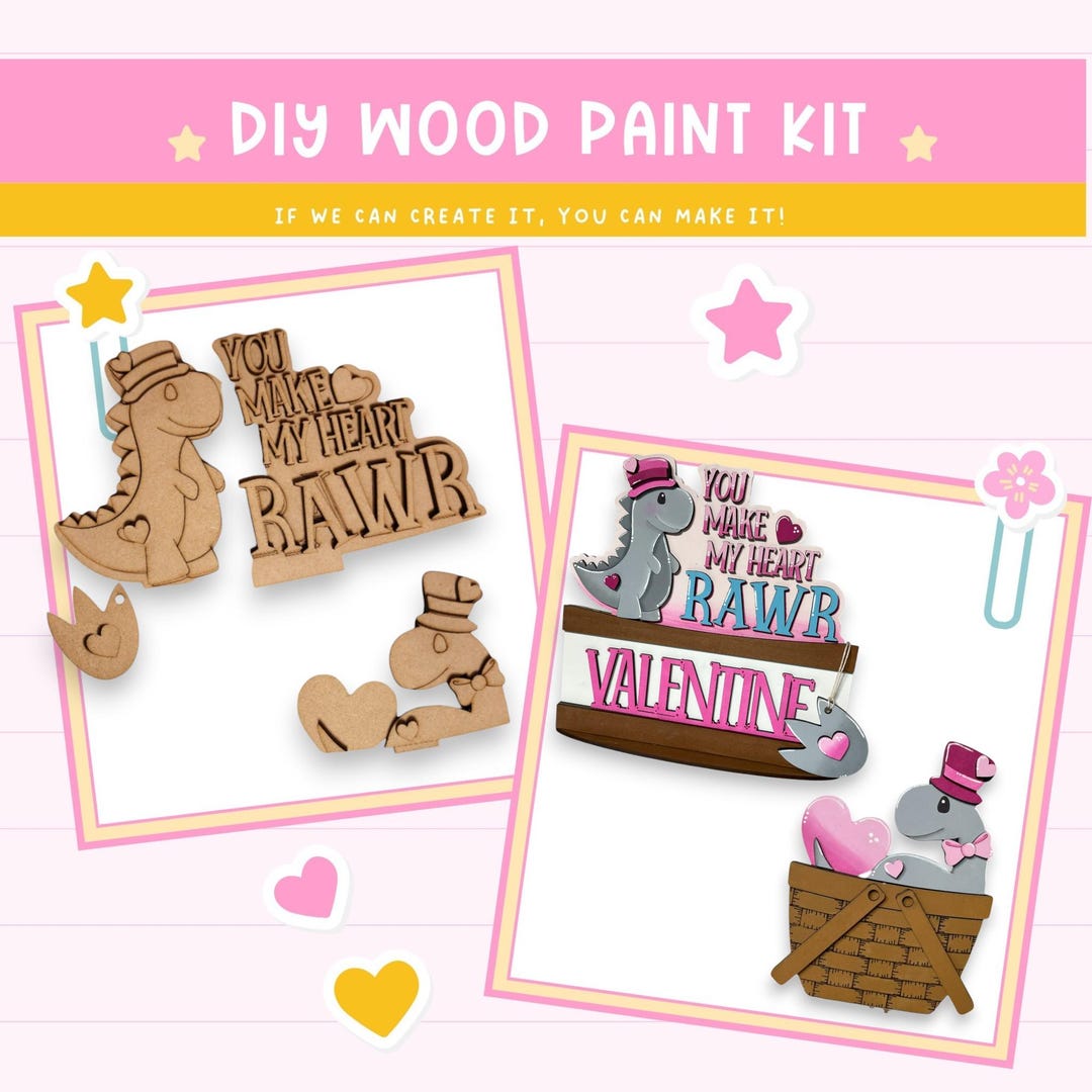 Valentine's Day Dinosaur Insert for the Flower Basket DIY Kit - Etsy