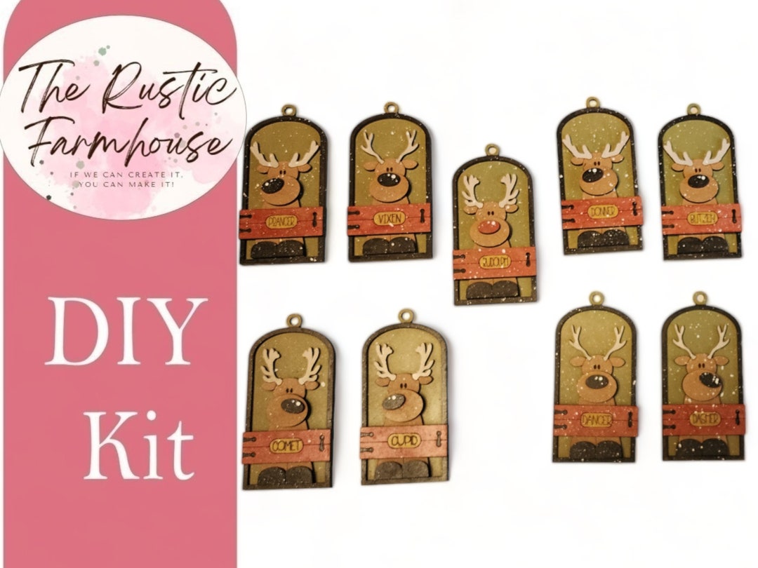 Santa's Reindeer Stalls Ornaments Gift Tags Stables DIY - Etsy