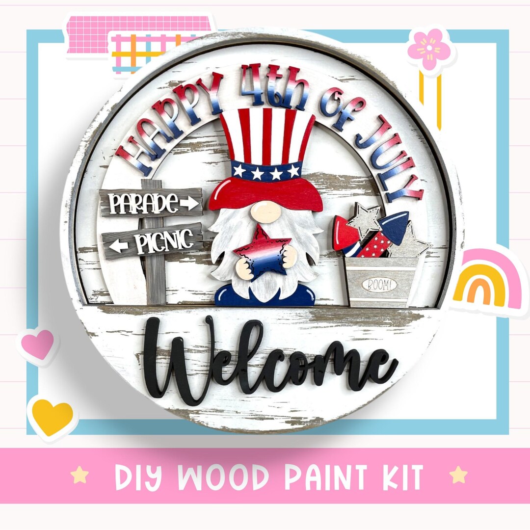 4th of July Insert for the Interchangeable Round Welcome Sign, Diyfront ...