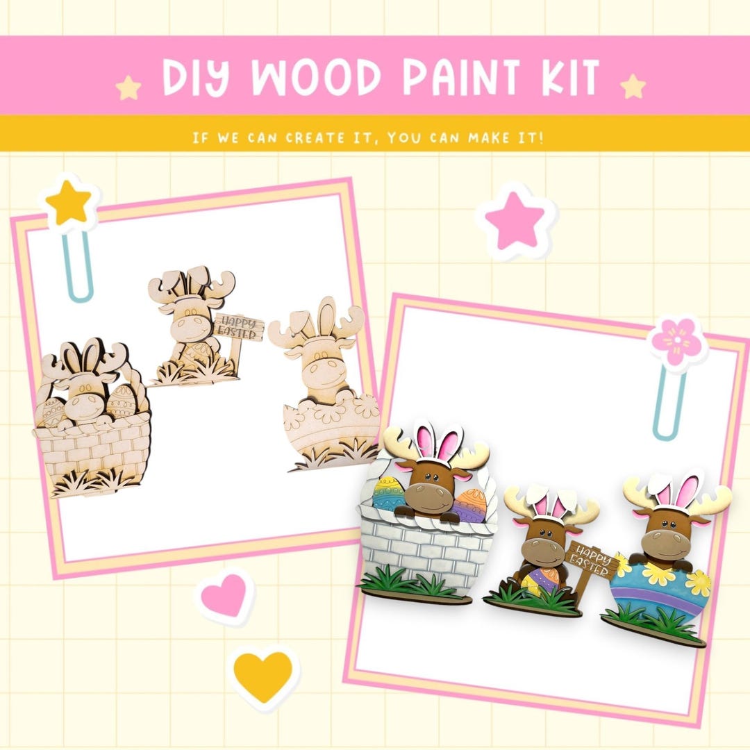 DIY Easter Moose Shelf Sitters – Set of 3 – Unfinished Wood Blanks ...