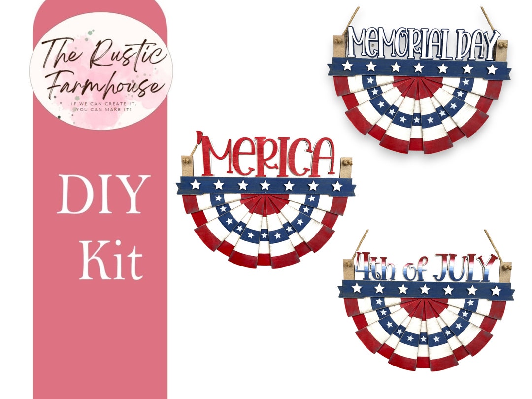 Patriotic Flag Bunting Interchangeable Summer Door Hanger for Memorial ...