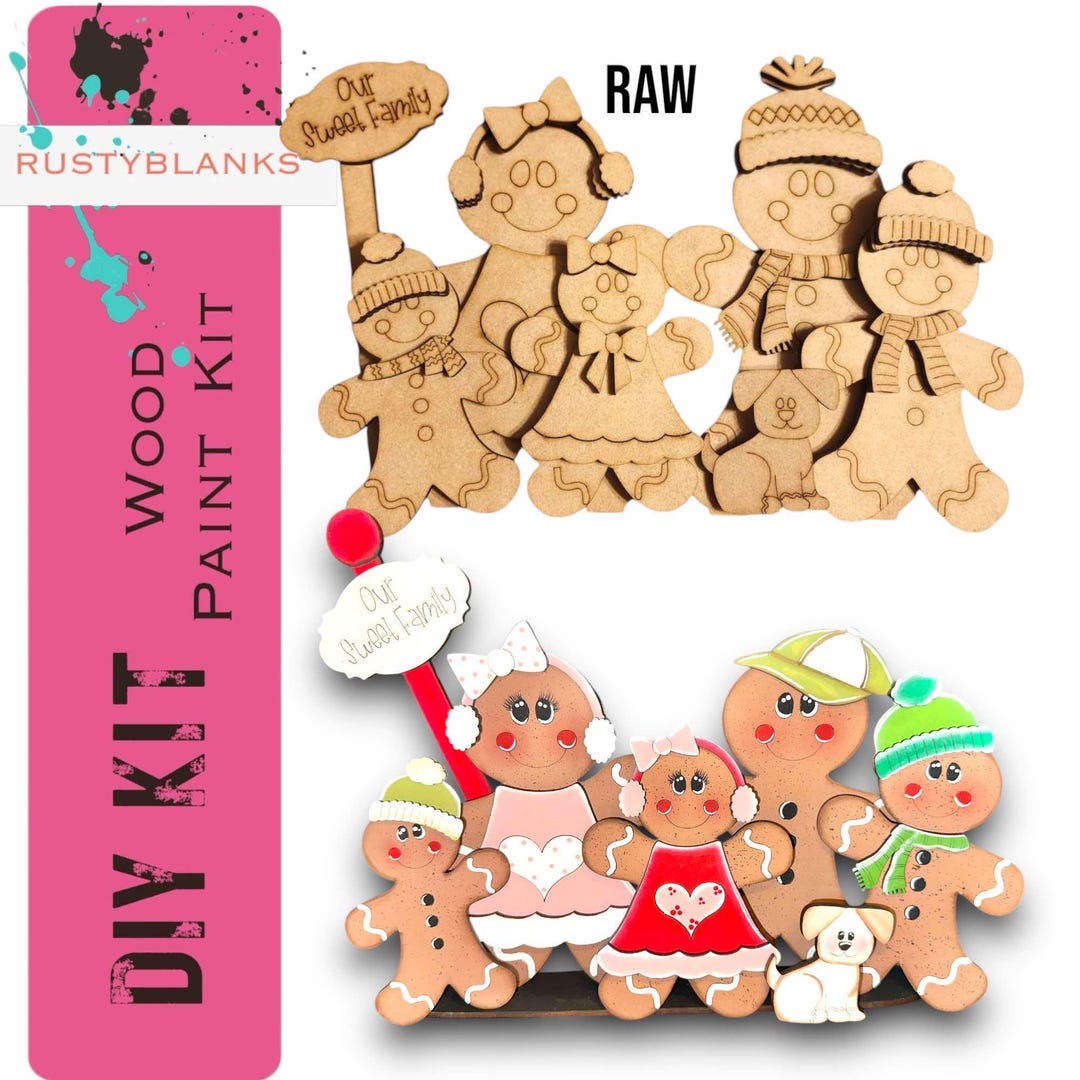 DIY Customizable Gingerbread Family - Personalized Holiday Wood Kit ...