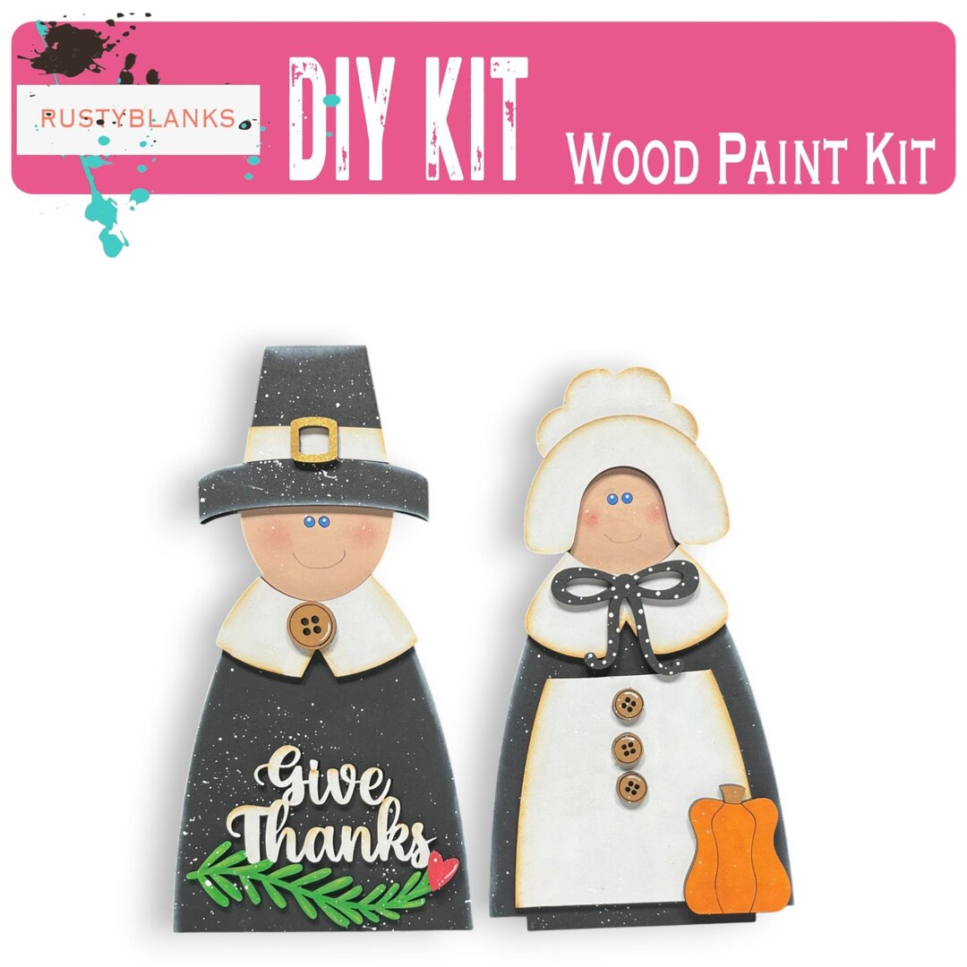 Thanksgiving Pilgrim Shelf Sitter, Wood Paint Kit - Etsy