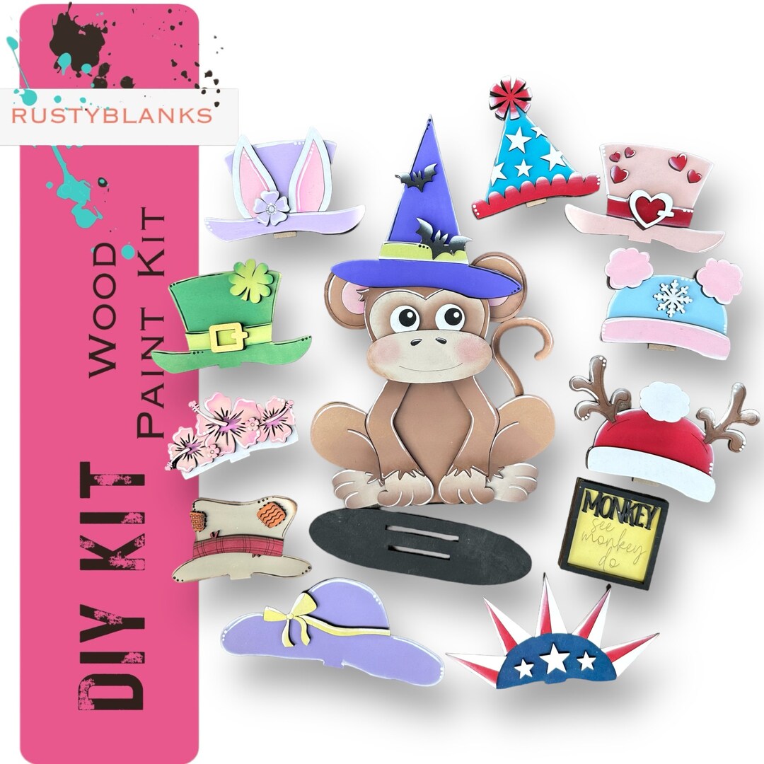 Monkey Interchangeable Animal With 13 Interchangeable Seasonal Hats ...