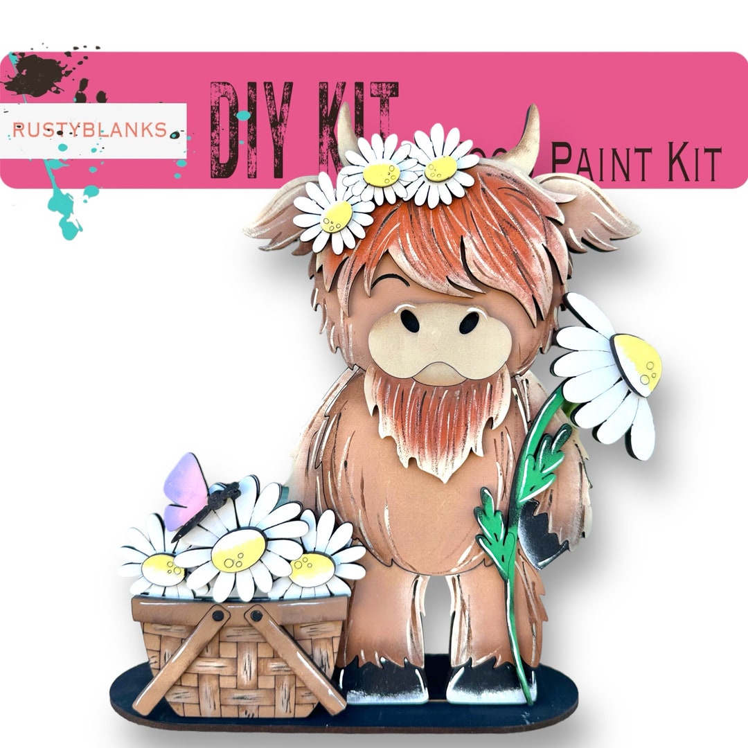 Standing Highland Cow With Daisies, DIY Craft Kit - Etsy