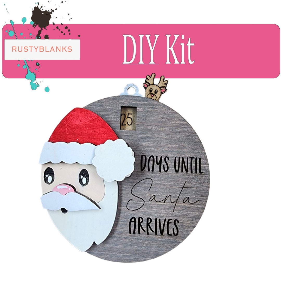 Santa Claus Countdown Christmas Ornament , Pom Pom Lever Sliding ...