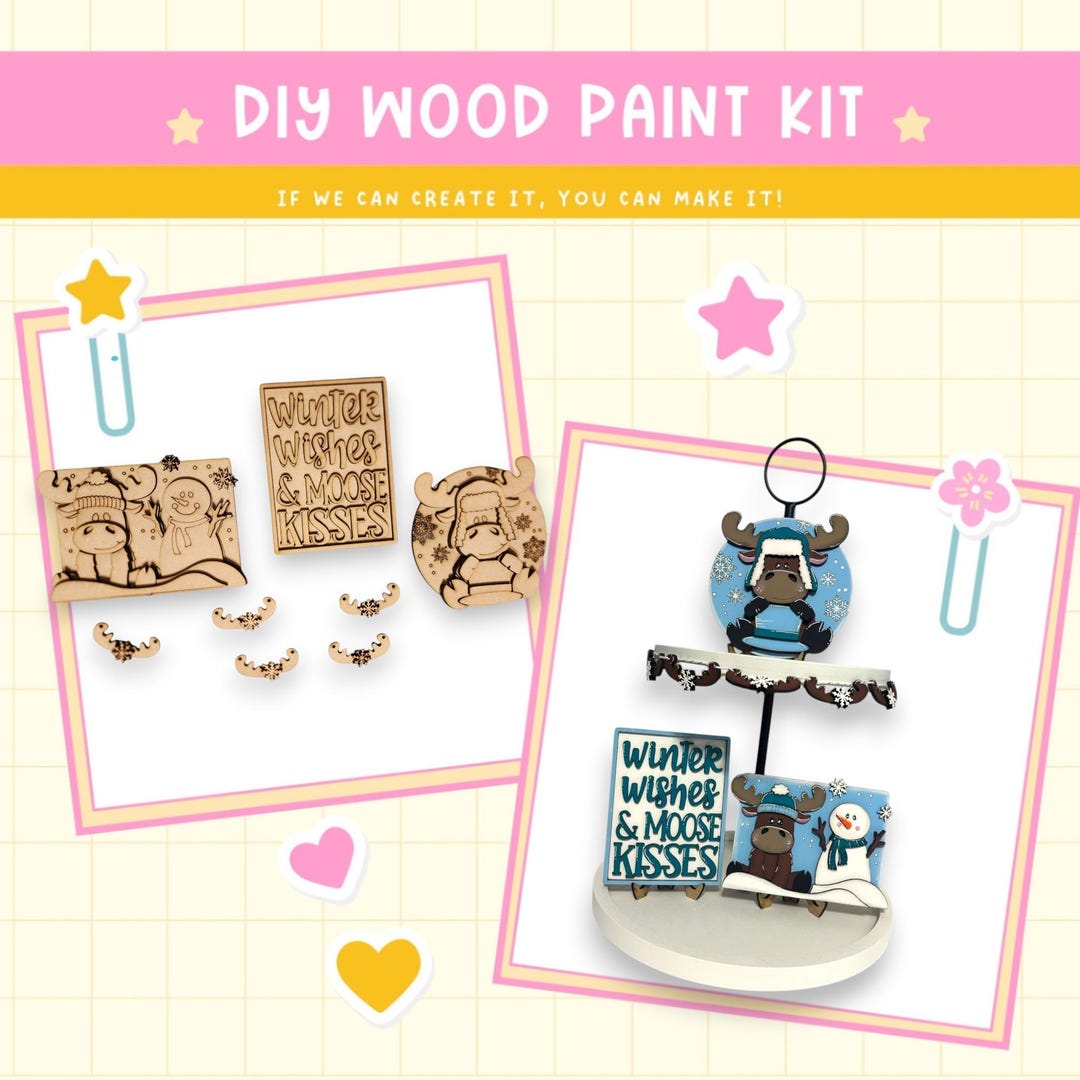 Merry Moosemas Tiered Tray Set - DIY Wood Paint Kit - Etsy