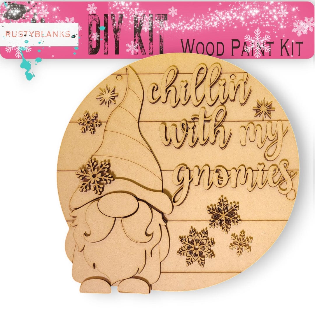 DIY Gnome Door Hanger Wood Paint Kit - Chillin With My Gnomies - Etsy