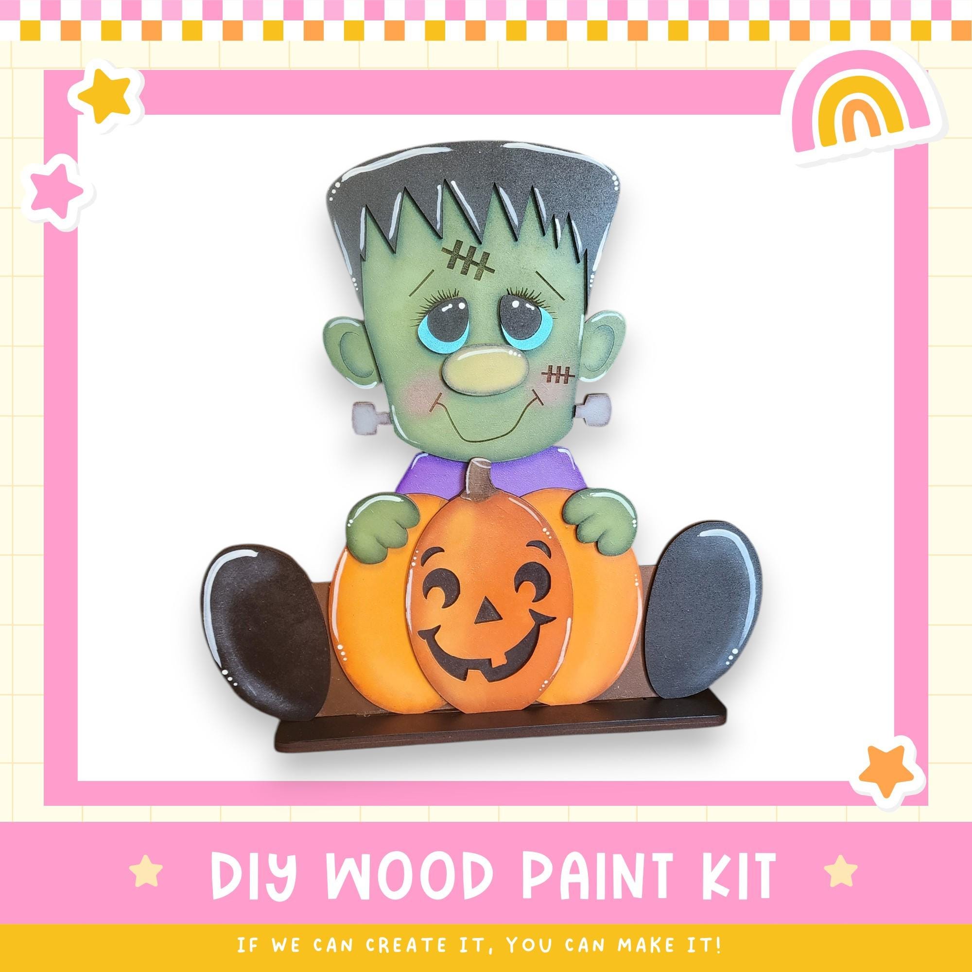 DIY Sitting Frankenstein With Pumpkin | Halloween Wood Craft Kit ...