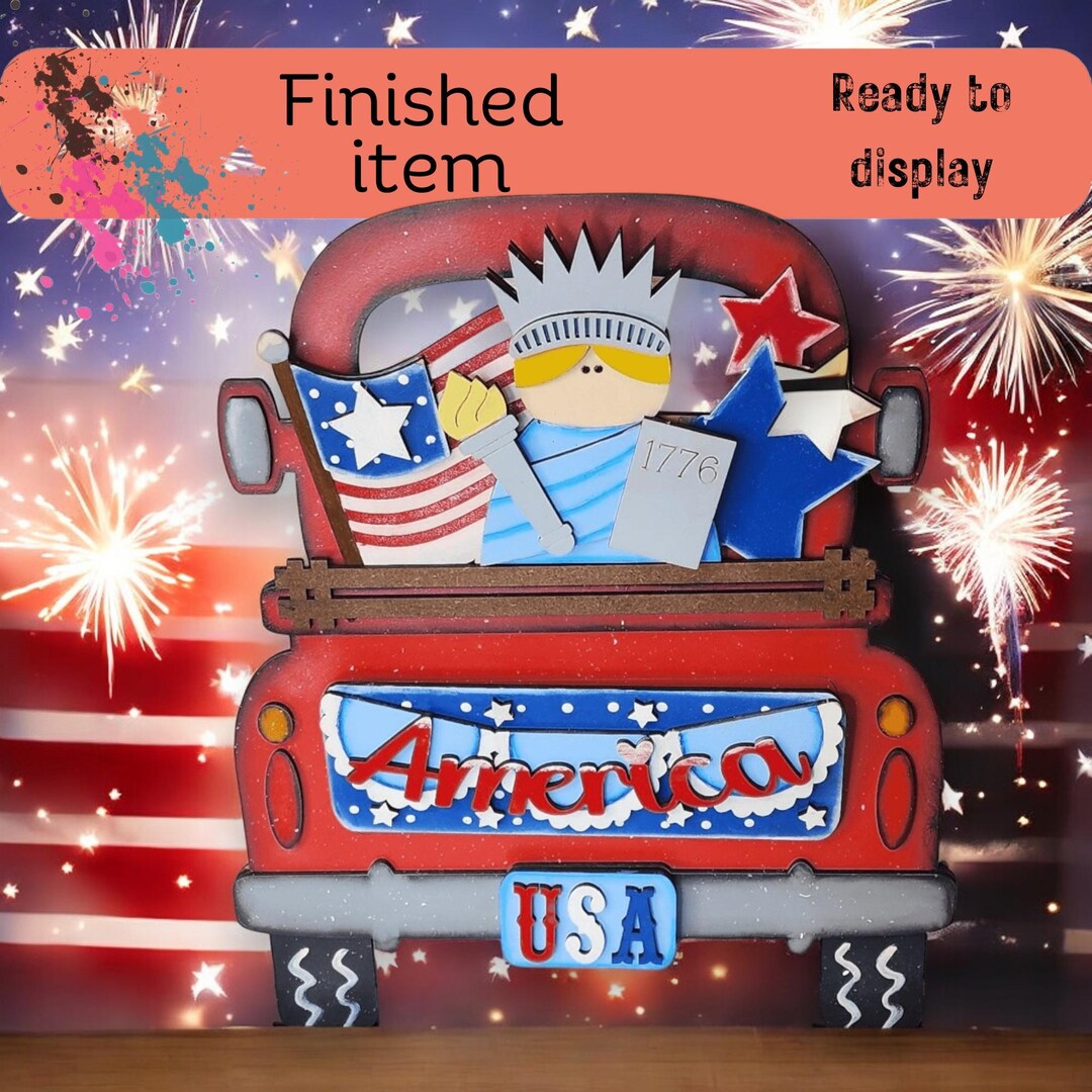Interchangeable Farmhouse 4th of July Truck Insert, Seasonal Truck ...