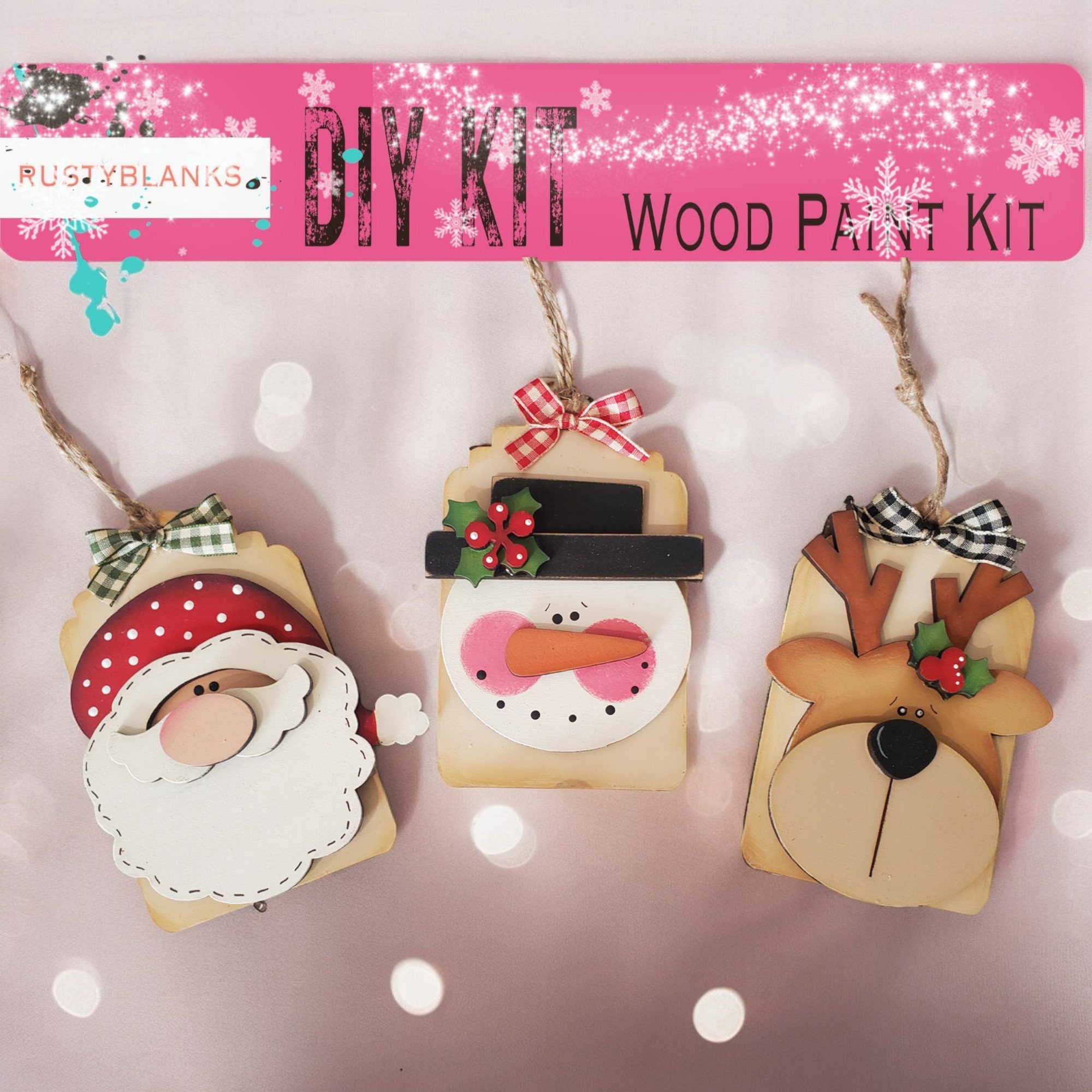Holly Jolly Tag Pals, Kids Craft Kit, DIY Wood Blanks - Etsy