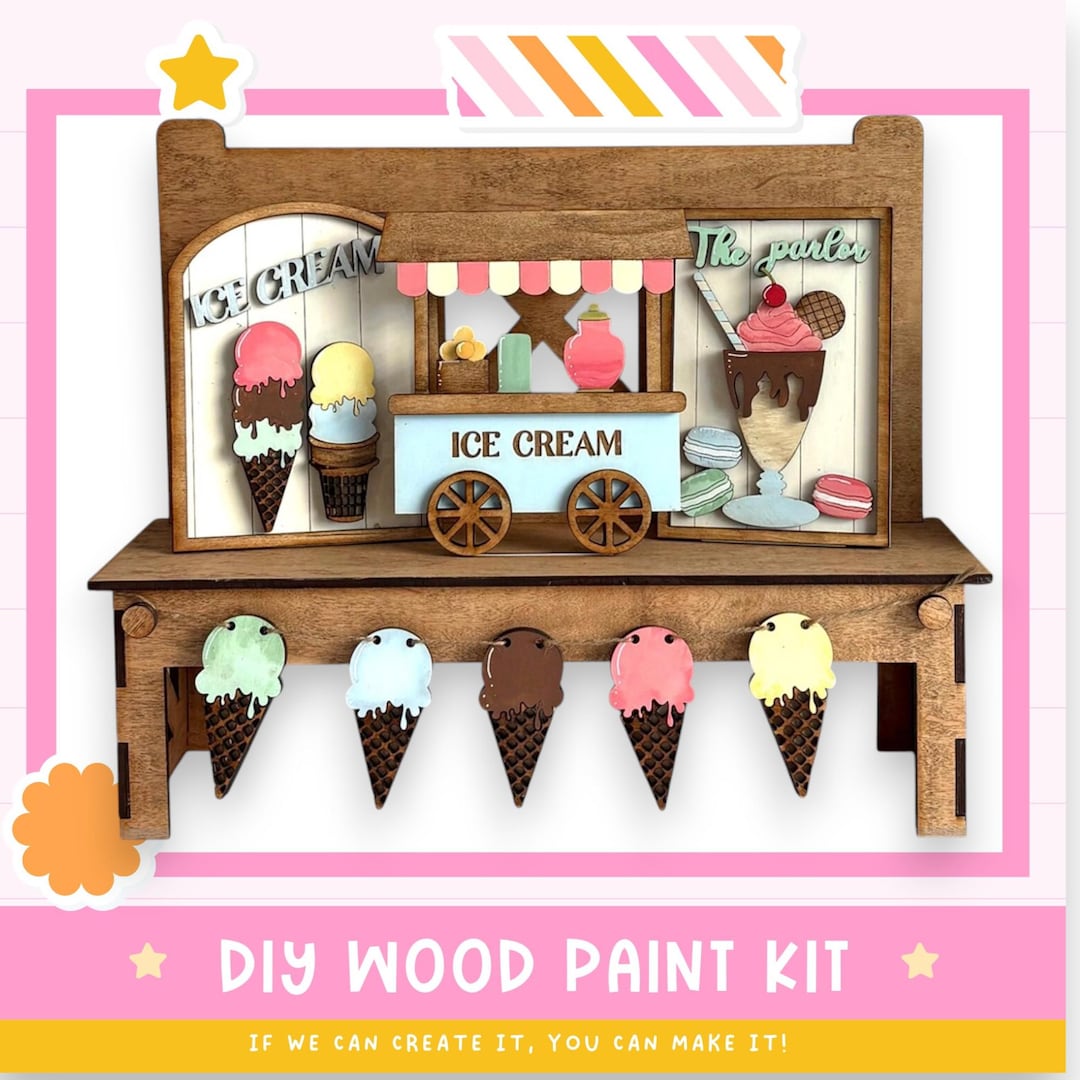 DIY Ice Cream Parlor Bench Insert Set: Unfinished Wood Craft Kit - Etsy