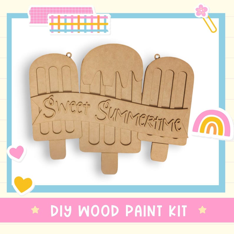 Sweet Summertime Popsicle Door Hanger | DIY Wood Paint Kit | Summer ...