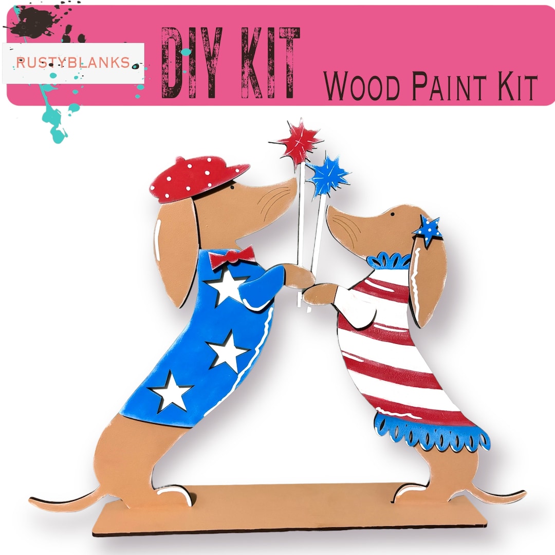 4th of July Doxie Sausage Dachshund Dog Couple Sign DIY Shelf Sitter ...
