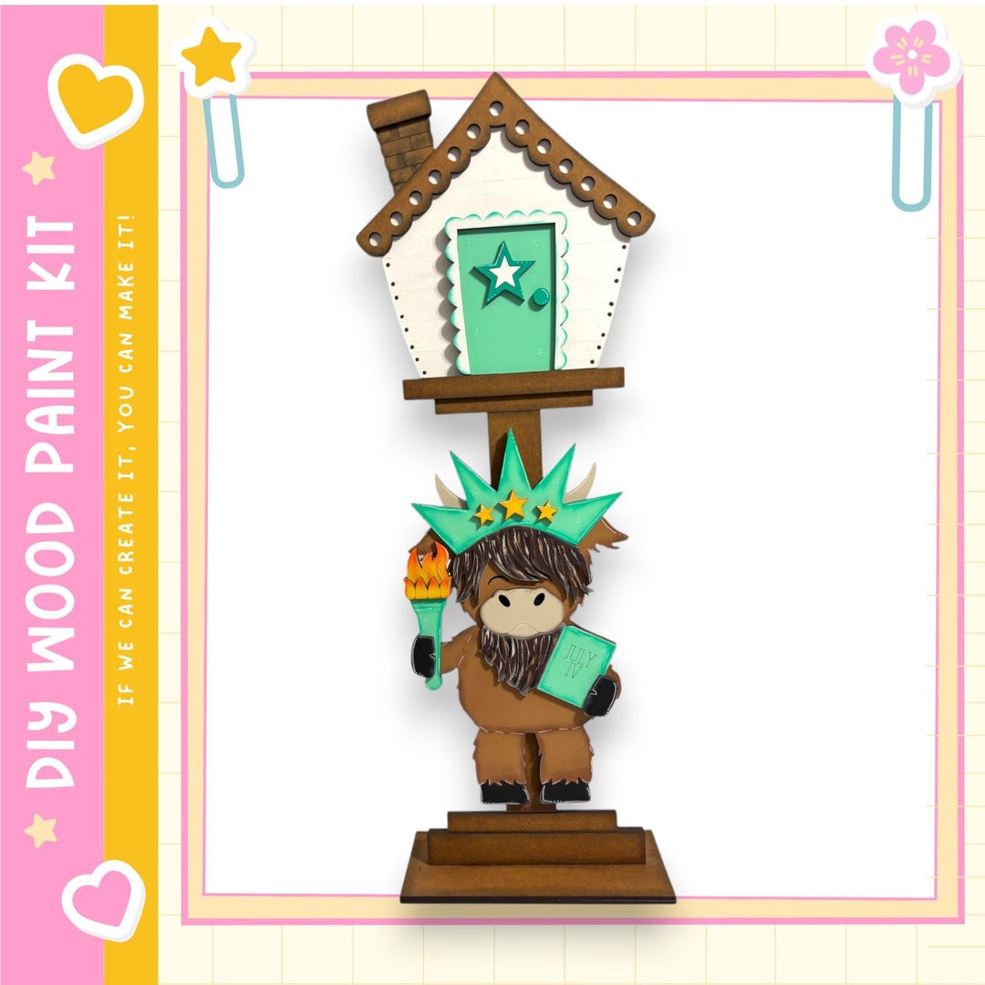 DIY Lady Liberty Highland Cow Birdhouse Insert: Patriotic 4th of July ...