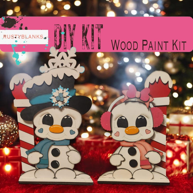 DIY Snowman Wood Paint Kit | Boy and Girl Snowman Decorations | Festive ...
