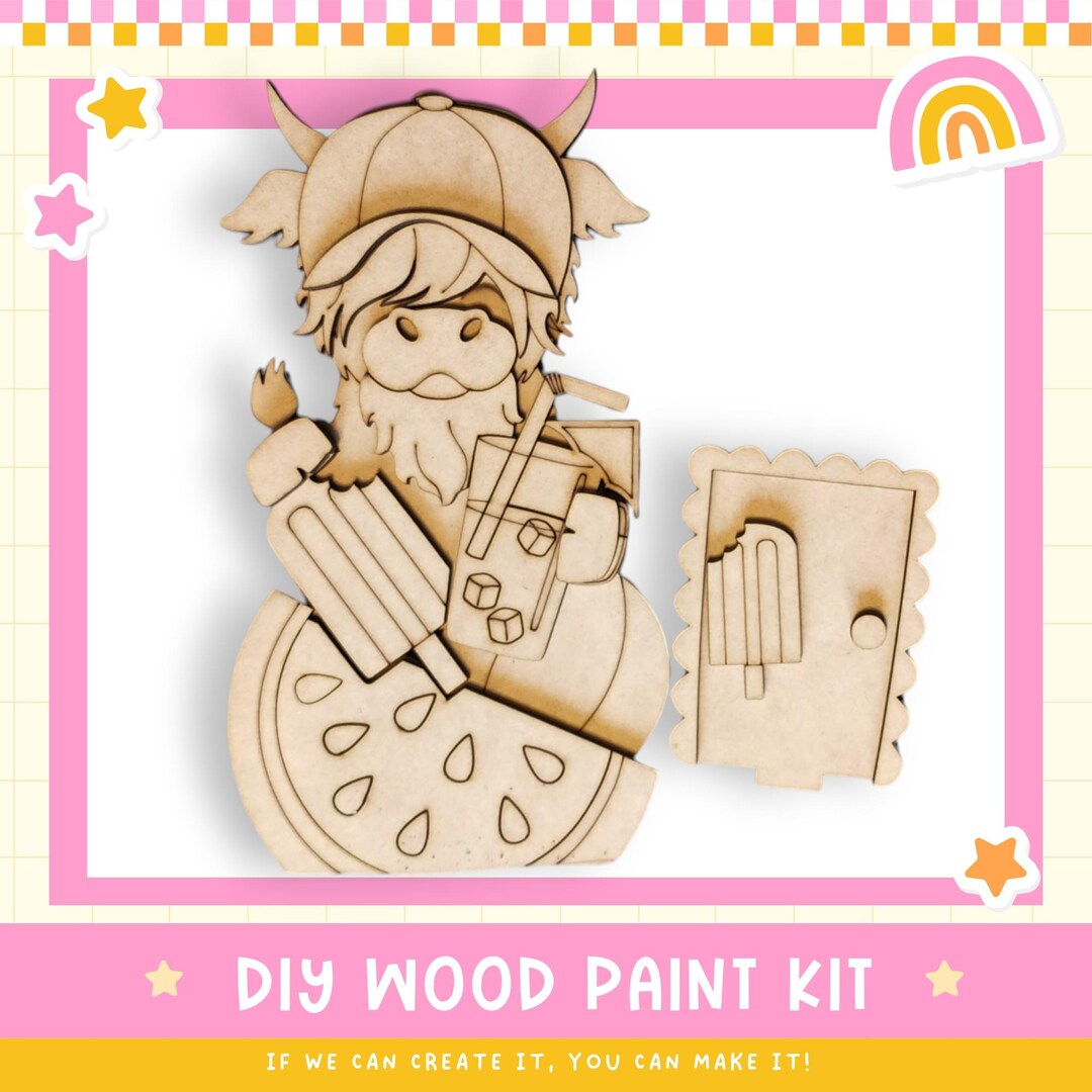 Summer Highland Cow Birdhouse Insert | DIY Wood Kit for Interchangeable ...