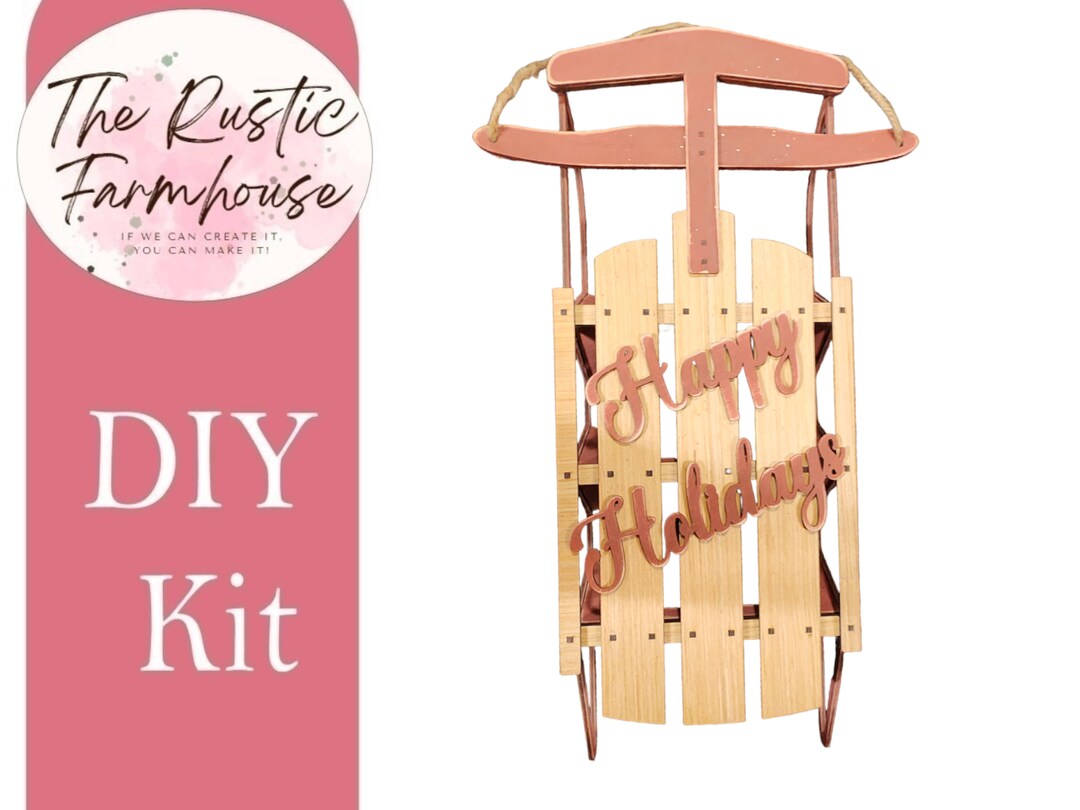 DIY Vintage Sled Sitter or Leaner, Happy Holidays Sled, Door Hanger ...