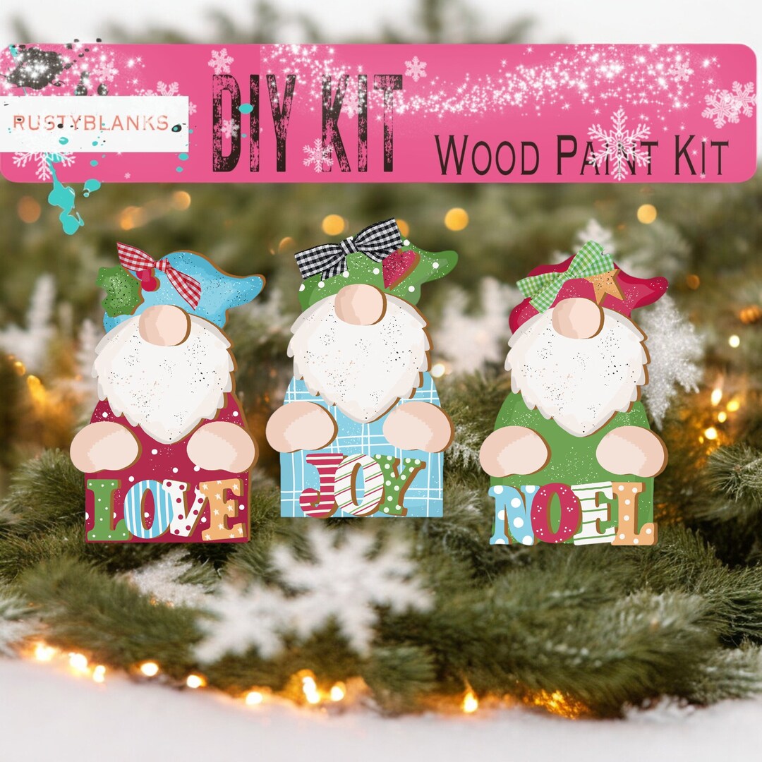 Christmas Gnome Trio Ornament Set, Kids Craft Kit, DIY Wood Blanks - Etsy