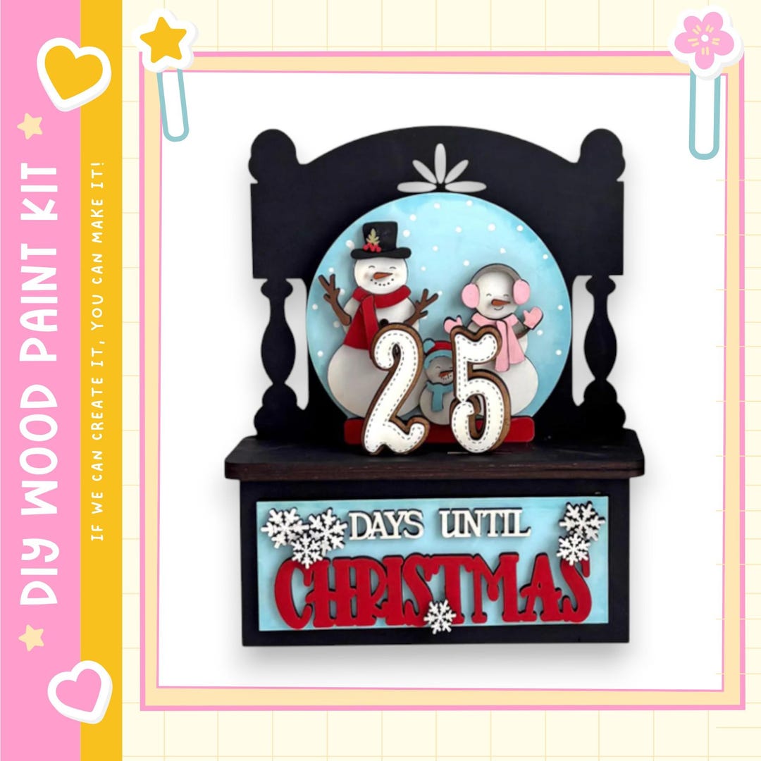 Christmas Snowman Advent Shelf Insert Kit, Rustic Wood (DIY, Unpainted ...