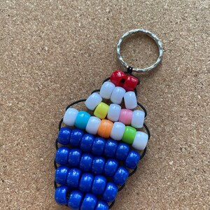Colourful Beaded Keyrings Pony Bead Keychains Cute Designs Owl Cupcake ...