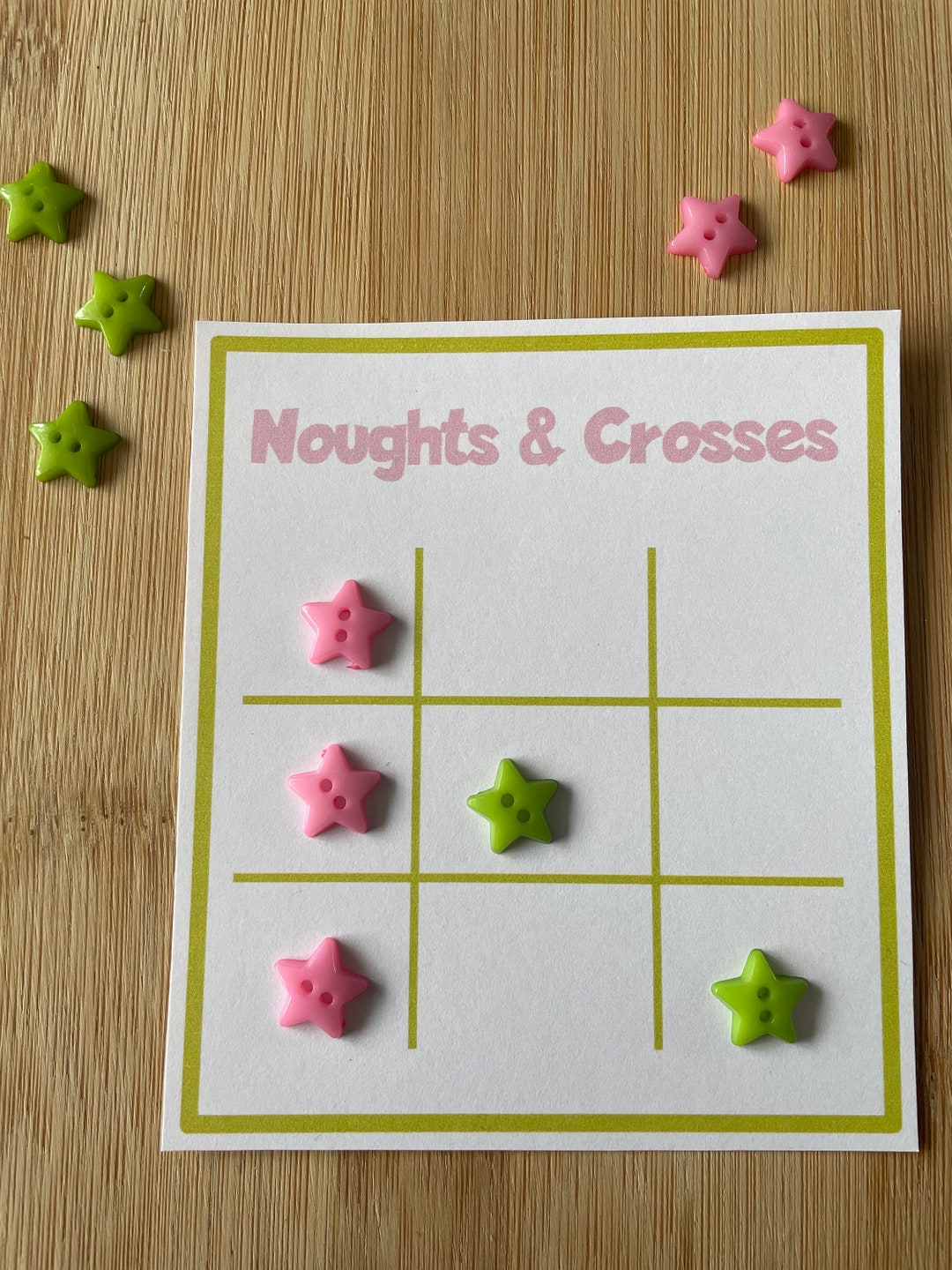 Noughts & Crosses Tic Tac Toe Coloured Stars Fun Puzzle - Etsy
