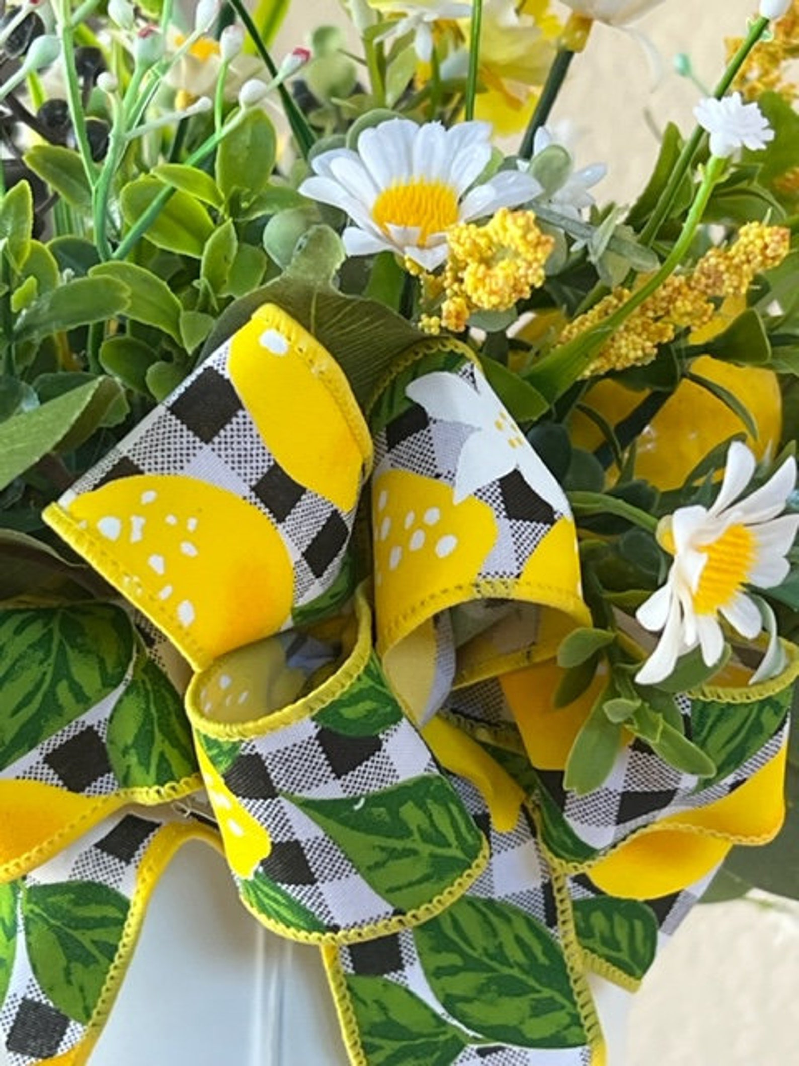 Country Farmhouse Lemon Centerpiece Round Kitchen Floral - Etsy